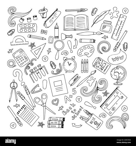 School Supplies Clip Art Black And White