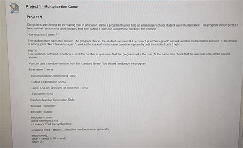 Solved Project 1 Multiplication Game Project 1 Computers
