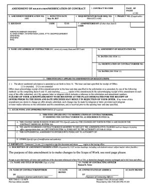Fillable Online SF Amendment Of Solicitation Modification Of Contract Form Fax Email Print