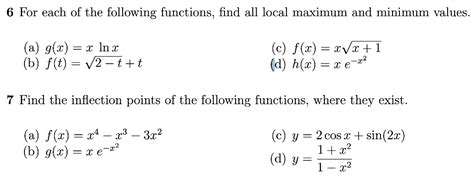 Solved 6 For Each Of The Following Functions Find All Local