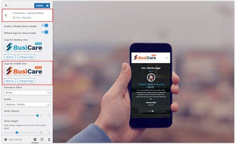 How To Customize The Sticky Header In Busicare Plus Spicethemes Help Center