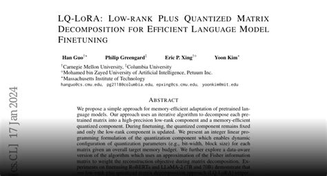 paper page lq lora low rank plus quantized matrix decomposition for