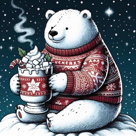Bear With Hot Cocoa Vector Illustration Premium Ai Generated Vector