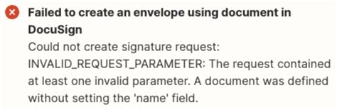 docusign error could not create signature request
