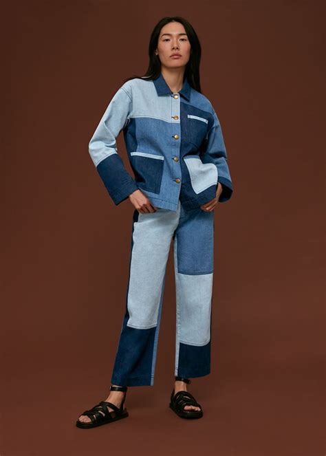 Denim Patchwork Denim Jacket Whistles Whistles Uk