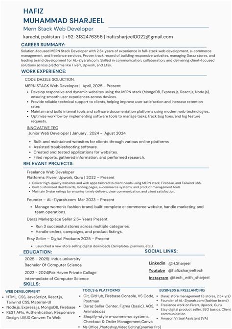 Opentowork Mernstackdeveloper Resumeupdated Webdevelopment Reactjs H Sharjeel