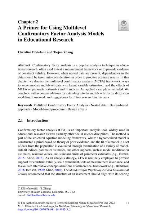 Pdf A Primer For Using Multilevel Confirmatory Factor Analysis Models In Educational Research