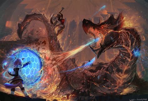 Download Fire Magic Sorceress Woman Warrior Fight Fantasy Dragon Fire