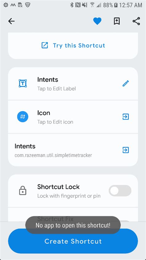 Bug No Activity Found To Handle Intent When Trying To Use Time Tracking Automation Issue