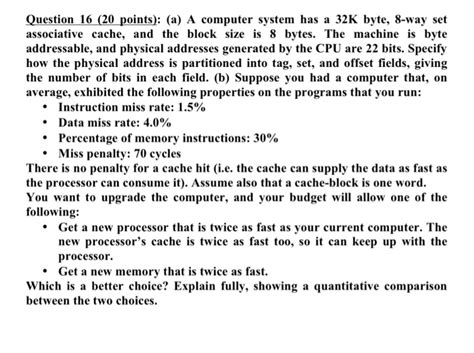 Question 16 20 Points A A Computer System Has A