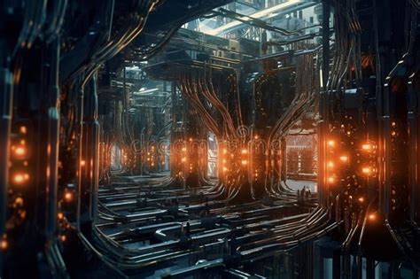 Intricate Network Of Servers Wires And Data Storage Devices Stock Illustration Illustration