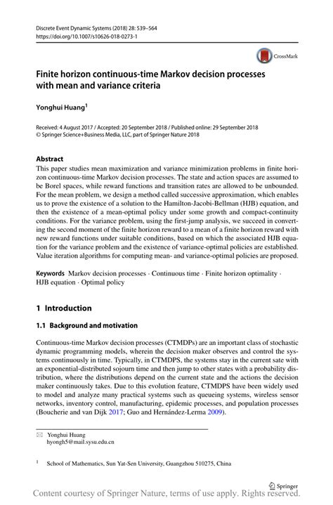 Finite Horizon Continuous Time Markov Decision Processes With Mean And Variance Criteria