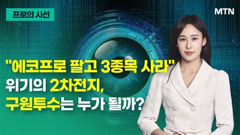 프로의 시선 에코프로 팔고 3종목 사라위기의 2차전지구원투수는 누가 될까 머니투데이방송 증시 증권 Youtube