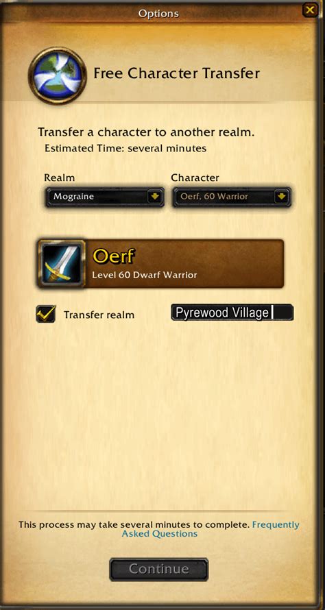 Server Transfer Not Possible Continue Button Greyed Out R Classicwow