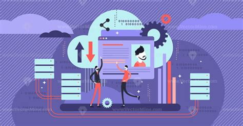 Cloud Storage Access As Data Upload To Server Database Tiny Person Concept Vectormine