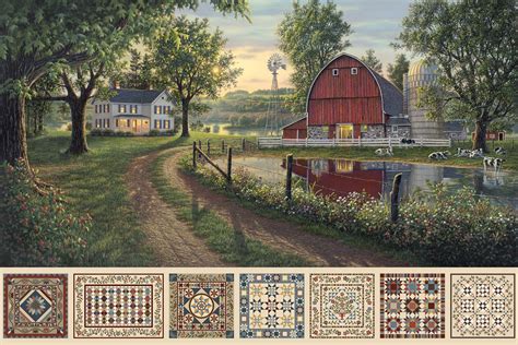 Northcott Heritage Quilting Fabric Barn Panel Farm Scene Quilts