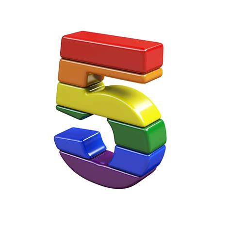Premium Vector Symbol 3d Made Of Lgbt Flag Colors Number 5