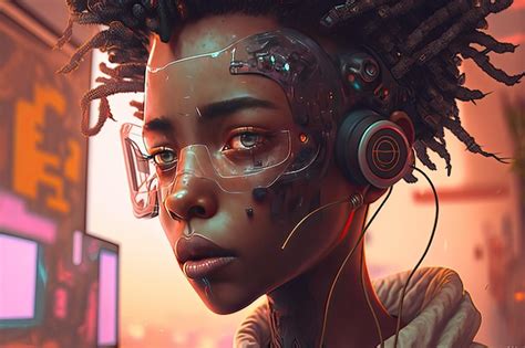 Premium Photo Person Face At The Cutting Edge Of Technology Generative Ai