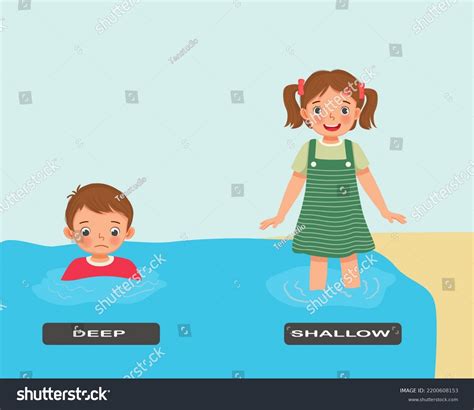 Opposite Adjective Antonym Words Deep Shallow Stock Vector Royalty