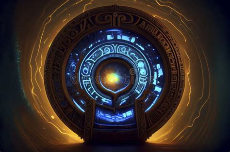 Time Portal Travel Through Time Conceptual Ai Illustration Stock