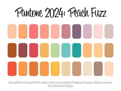 Buy Peach Fuzz Procreate Palette 2024 Color Trends 30 Colors Hex
