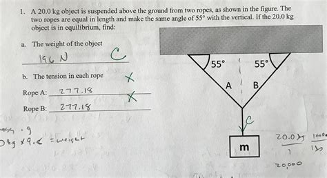 Physics Hanging Between Two Cables Tension Problem Rhomeworkhelp