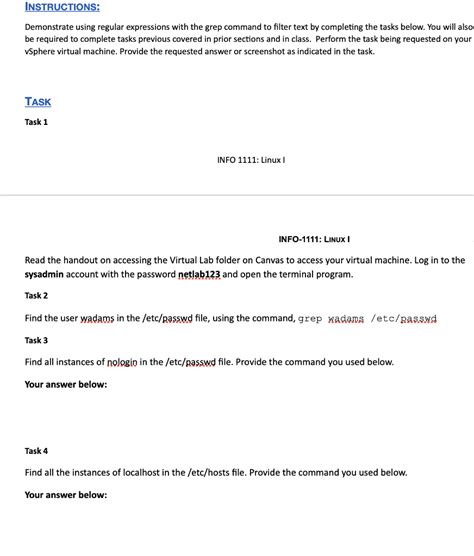 Solved Instructions Demonstrate Using Regular Expressions