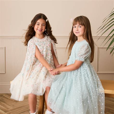 Needle And Thread Girls Ivory Floral Embroidered Dahlia Ditsy Cape