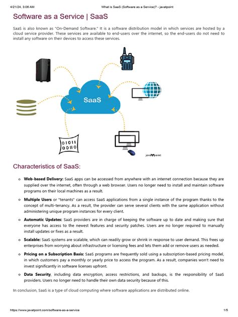What Is Saas Software As A Service Javatpoint Pdf Software As A Service Cloud Computing