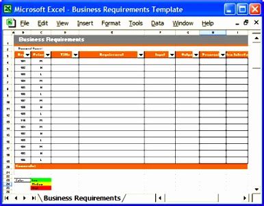 Excel Requirements Template Excel Templates