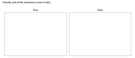 Solved Classify Each Of The Statements As True Or False