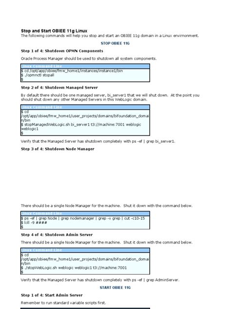 Stop And Start Obiee 11g Linux Pdf Computing Platforms Operating System Families