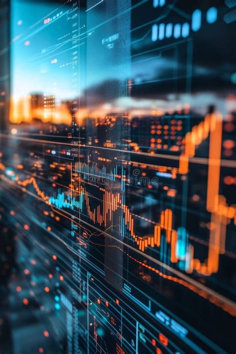 Dynamic Data Visualization Of Financial Trends With Graphs And Statistics Stock Illustration