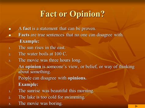 Opinion Paragraphs Unit 5 Fact Or Opinion A Fact Is A Statement