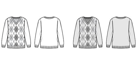 아가일 스웨터 테크니컬 패션 일러스트와 리브 V넥 긴 소매 오버사이즈 핑거팁 길이 니트 커프 트리밍 0명에 대한 스톡 벡터 아트 및 기타 이미지 Istock