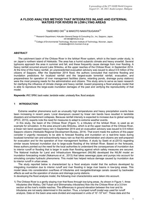 PDF A FLOOD ANALYSIS METHOD THAT INTEGRATES INLAND AND EXTERNAL WATERS FOR RIVERS IN LOW LYING