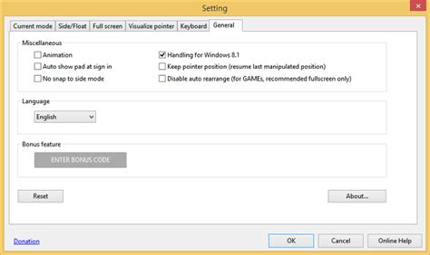 Touch Mouse Pointer 환경설정setting 값 스크린 샷 Sobitips