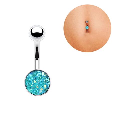 1 Piercings De Acero Cristal Para El Vientre Anil Grandado