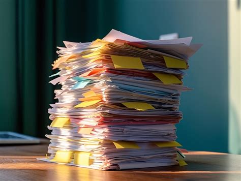 premium photo a stack of papers with sticky notes