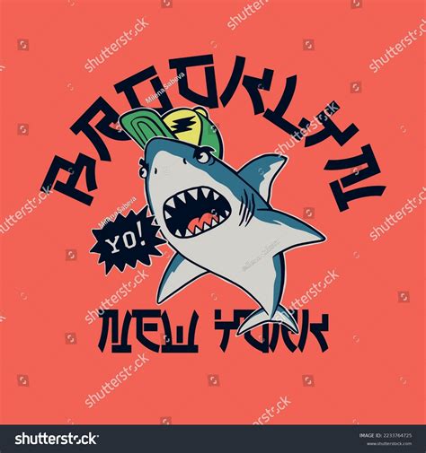Vector Illustration Cartoon Shark Typography Elements Stock Vector
