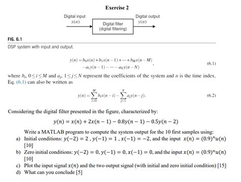 Solved Exercise 2 FIG 6 1 DSP System With Input And Output Chegg Com