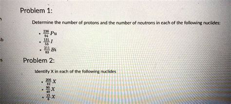 SOLVED Problem Determine The Number Of Protons And The Number Of Neutrons In Each Of The