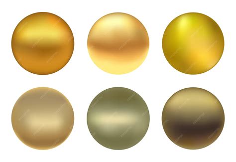 Conjunto De Esfera 3d Dourada Vetor Premium