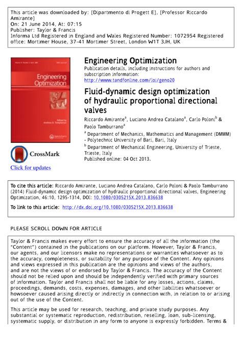 Pdf Fluid Dynamic Design Optimization Of Hydraulic Proportional