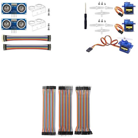 2pcs Hc Sr04 Ultrasonic Sensor 2pcs Sg90 Micro Servo 120 Pin Breadboard Jumper
