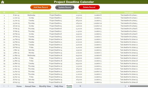 Project Deadline Calendar In Excel Pk An Excel Expert