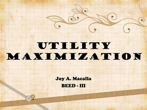 Utility Maximization PPT Business Business And Finance