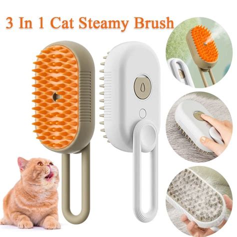 Kebidume 3 In 1 Cat Steamy Brush Dog Massage Comb Electric Spray Cat