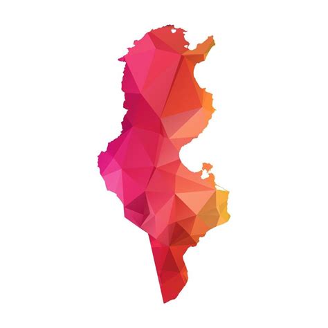 abstract polygon map illustration low poly color rainbow tunisia map of isolated illustration