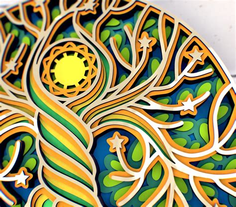 Tree Of Life Sun And Moon D Mandala SVG Files Day And Night Etsy